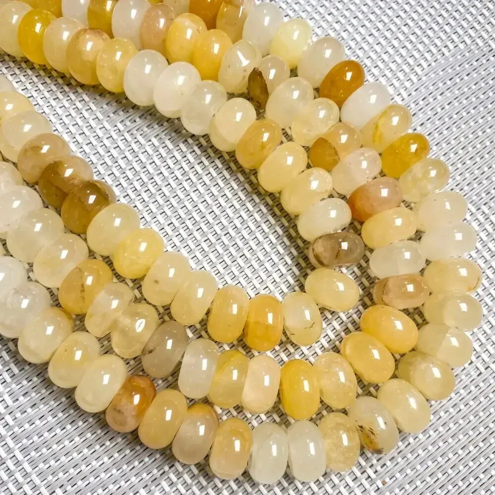 6x10mm Natural Stone Abacus Beads Yellow Jade Opal Loose Spacer Beads ...
