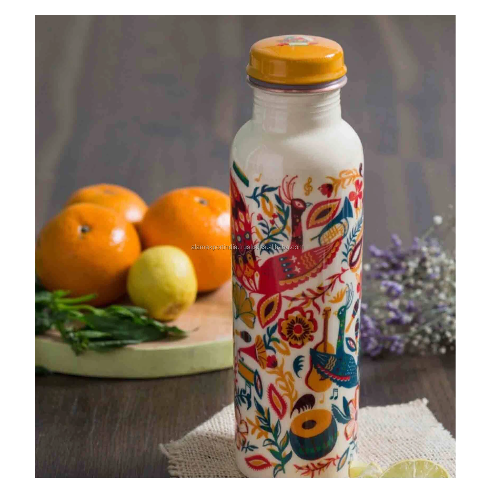 Glossy Finished Metal Copper Bottle Simple Plain Bottle With Lid Hot ...