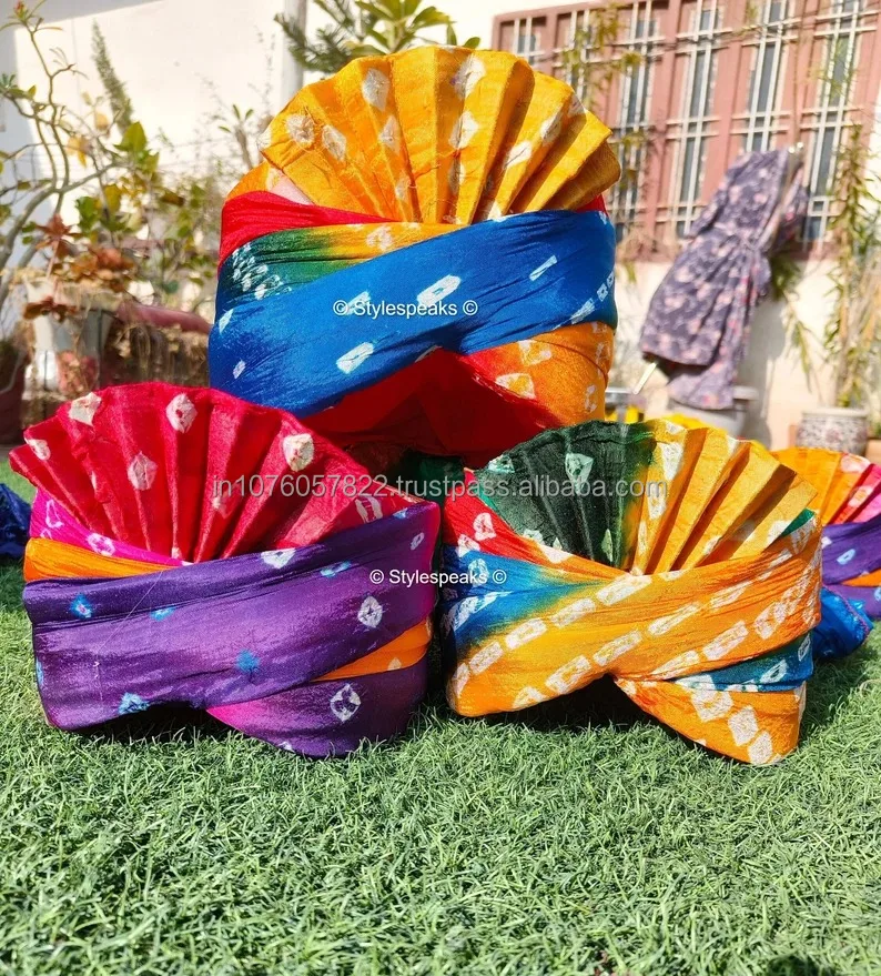 Rajasthani Traditional Wedding Safa Bandhani Print Turban