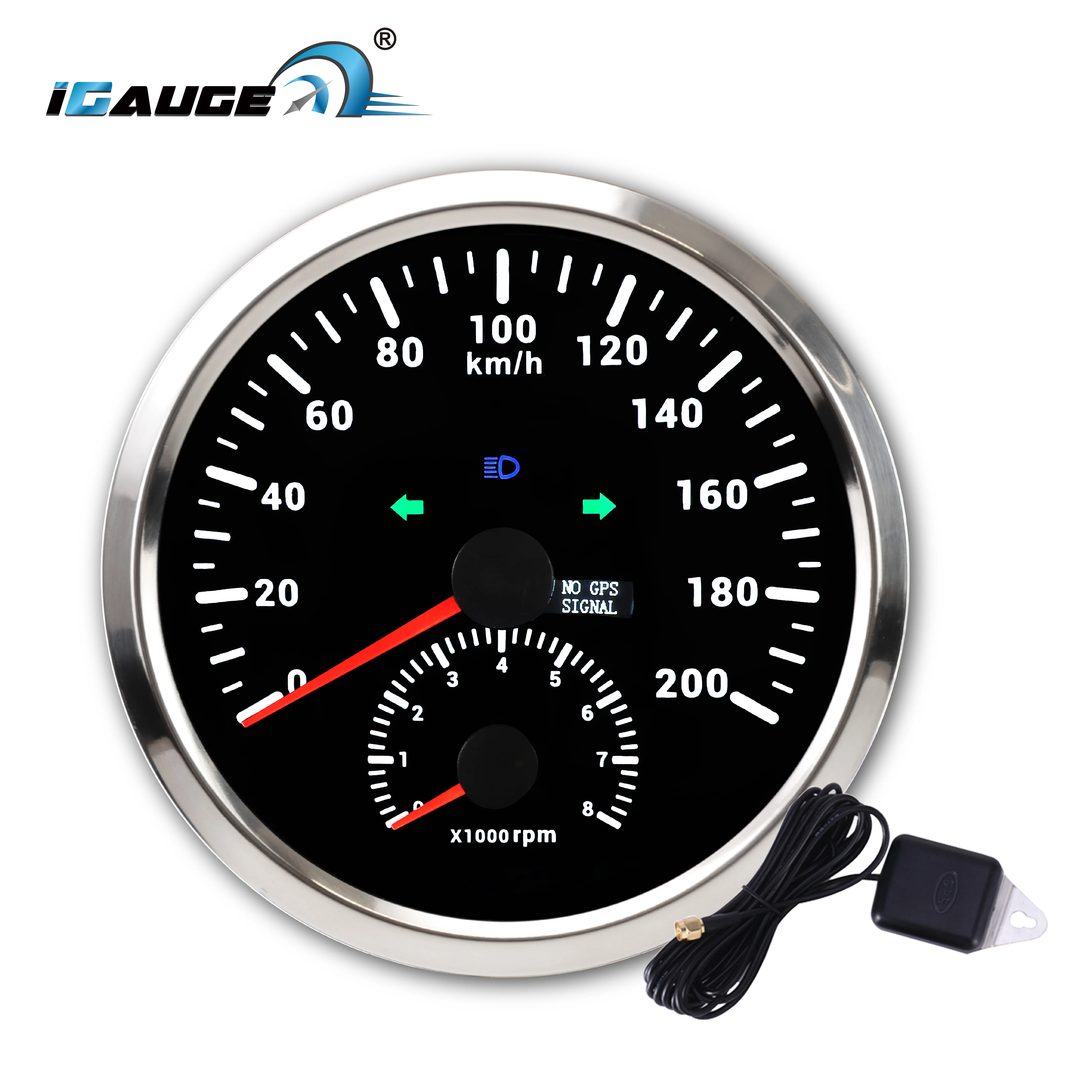 110mm 12V 24V Electrical 2 in 1 GPS Speedometer 0-200 KMH MPH ...