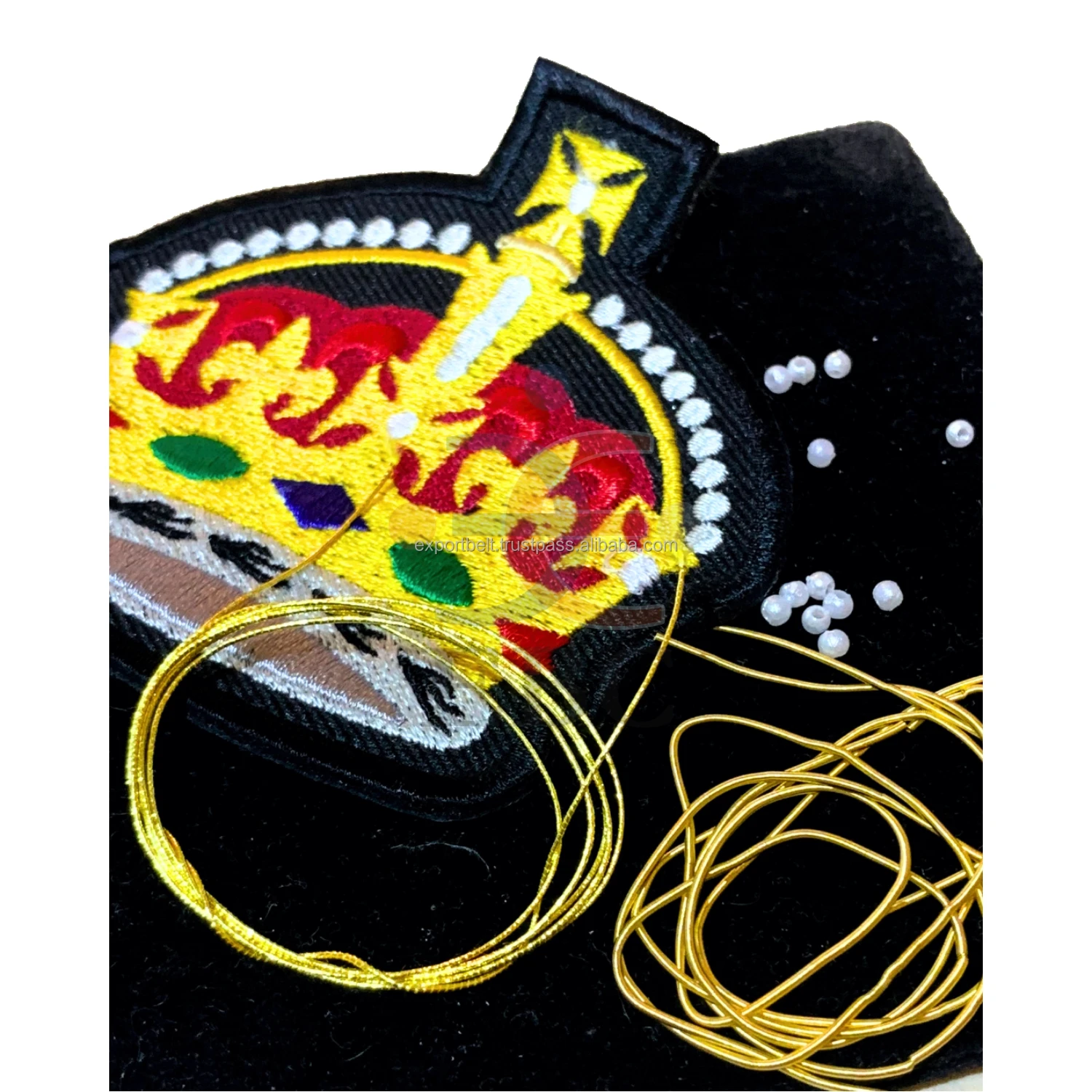 Coronation Crown Patch Badge Wire Bullion Thread Hand Embroidered Made ...