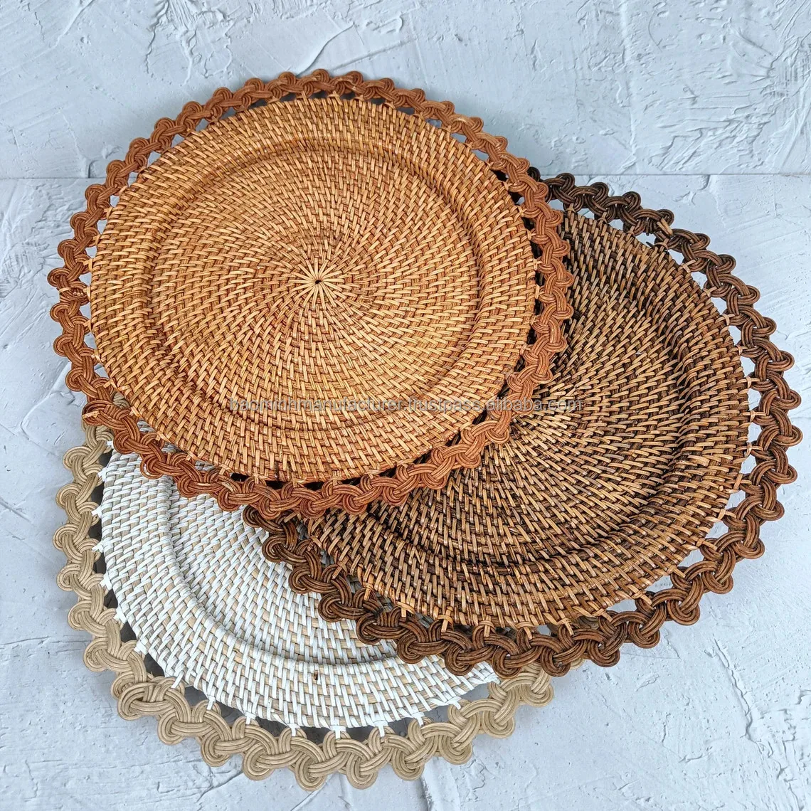 Round Natural Rattan Placemats With Unique Pattern Rattan Wicker ...