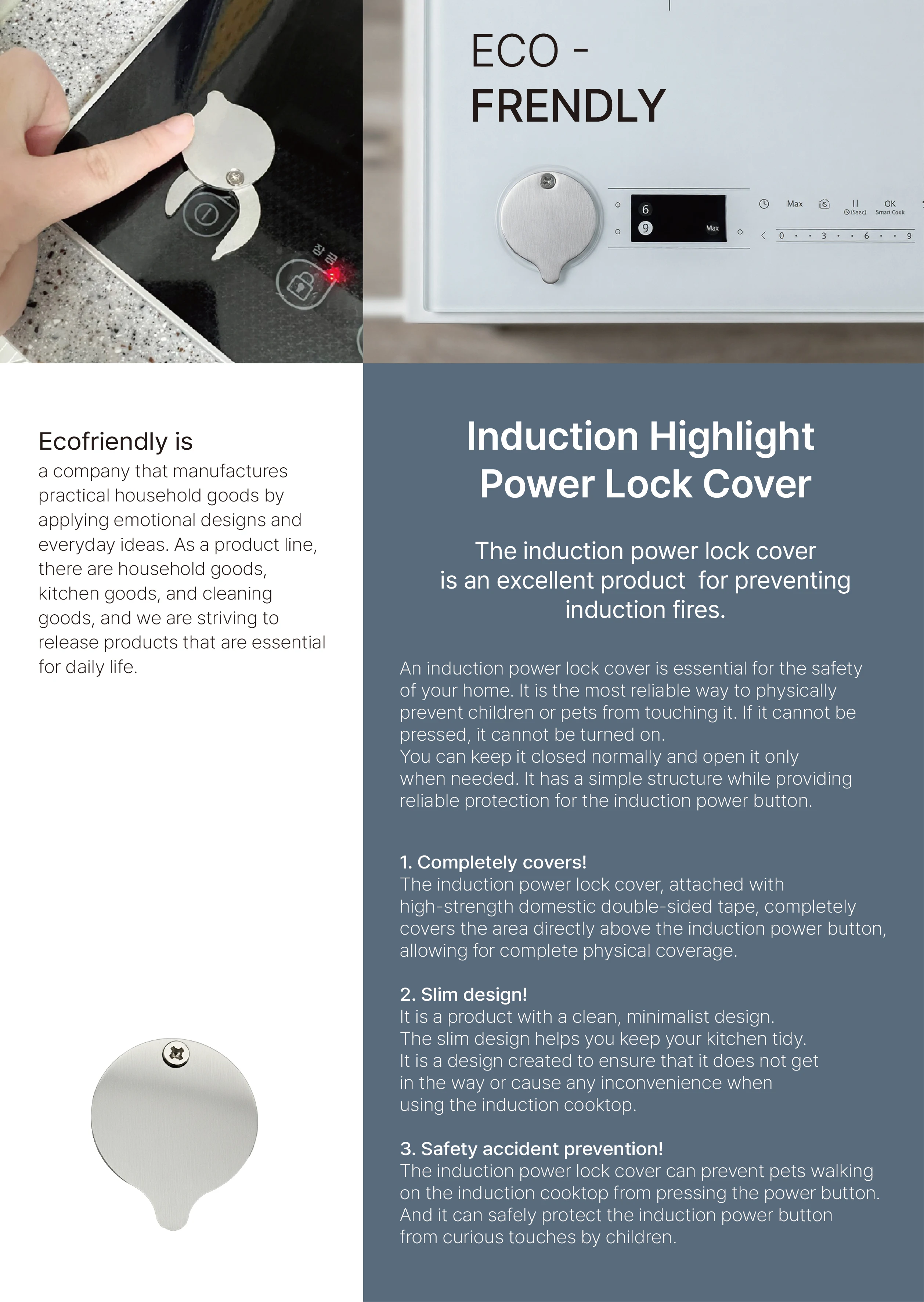 [Ecofrien] Induction Highlight Power Lock Cover Stainless Steel Kitchen ...