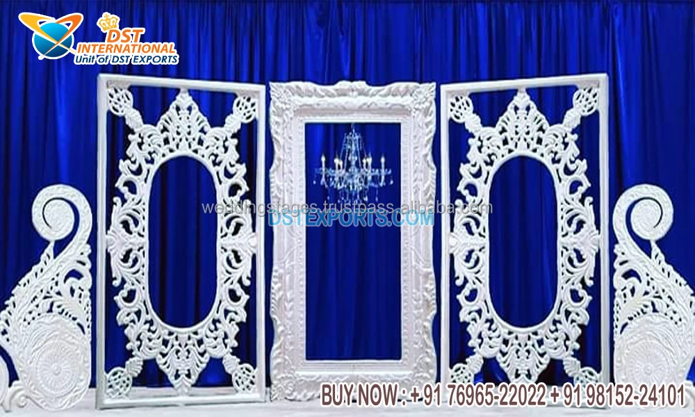 South Indian Wedding Mandap Cum Stage Frames White FRP Stage Panels for ...