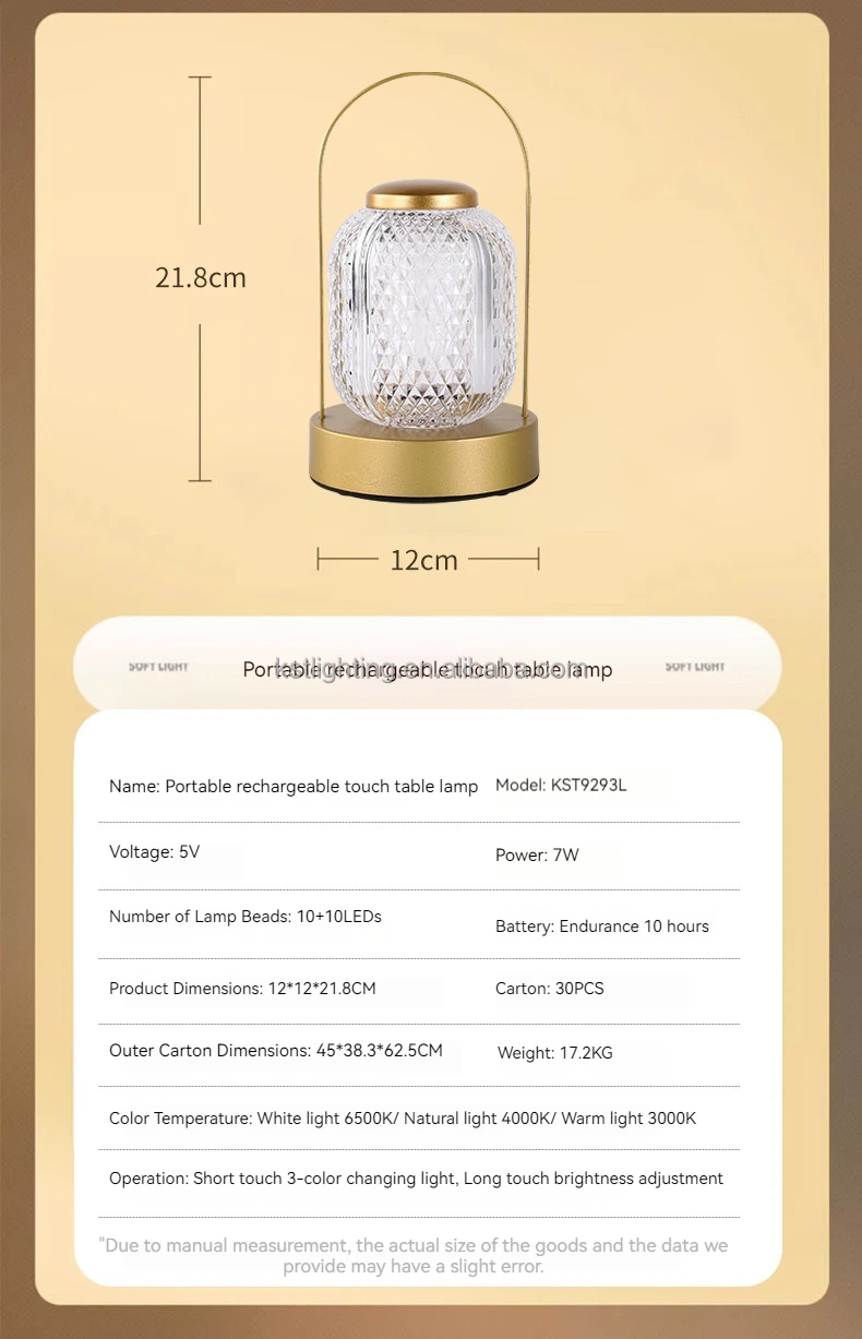 Black New Modern Cordless Crystal Usb Decorative Outdoor Indoor Beside ...