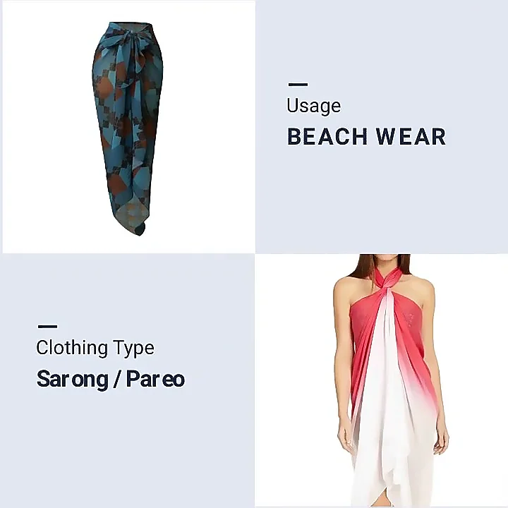 Beach Cover Up Rayon Sarong 2022 Fashion Solid Color Swimwear Beach Wraps Colorful Indonesia ...