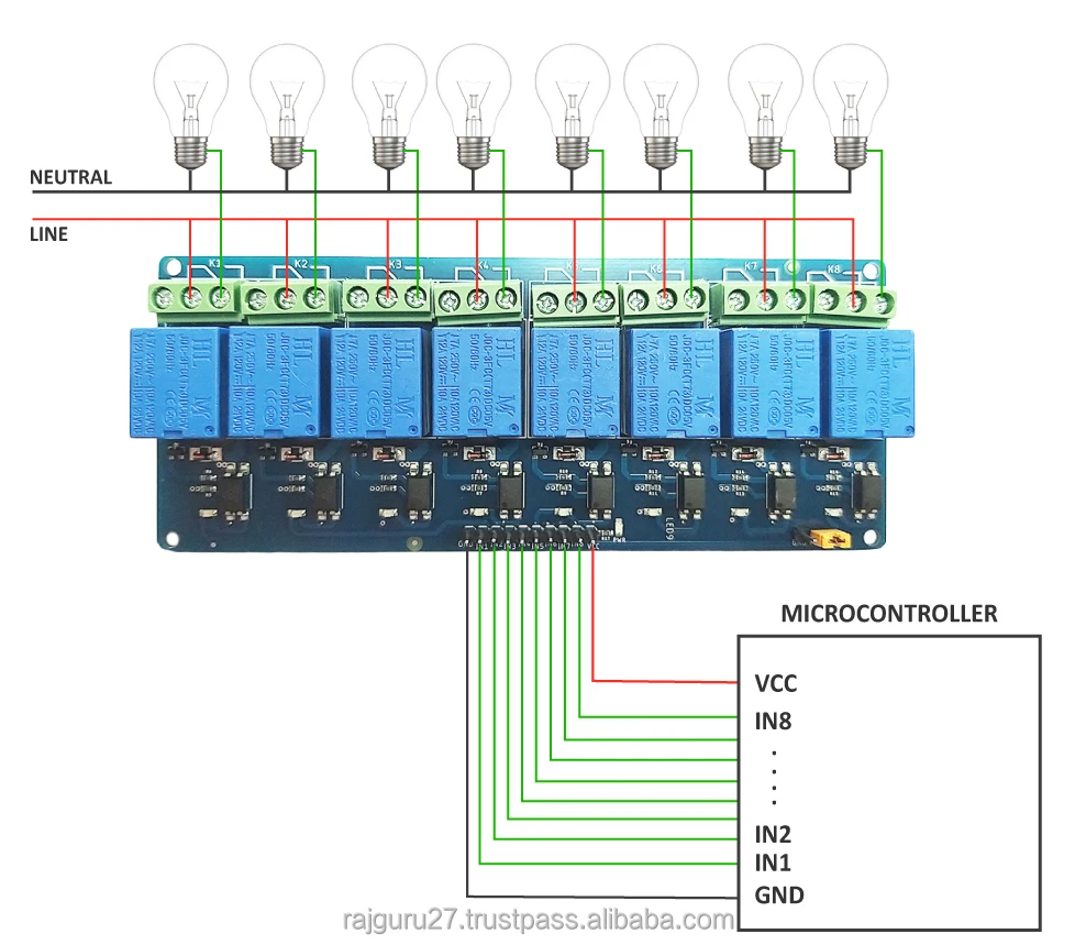 Adiy 8 Channel Relay Module 5v/12v With Optocoupler - Made In India ...