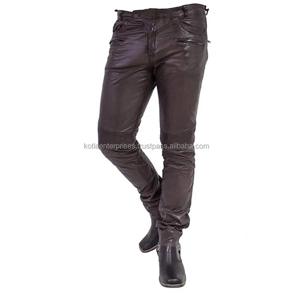 Men Jogger Leather Pants Custom logo Stack Sweatpants Mens Thick Wide ...