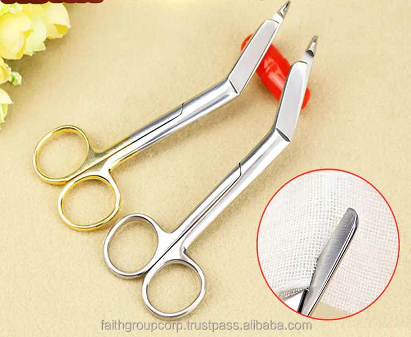 Stainless Steel Gauze Bandage Scissors Gold Handle Dressing Surgical ...