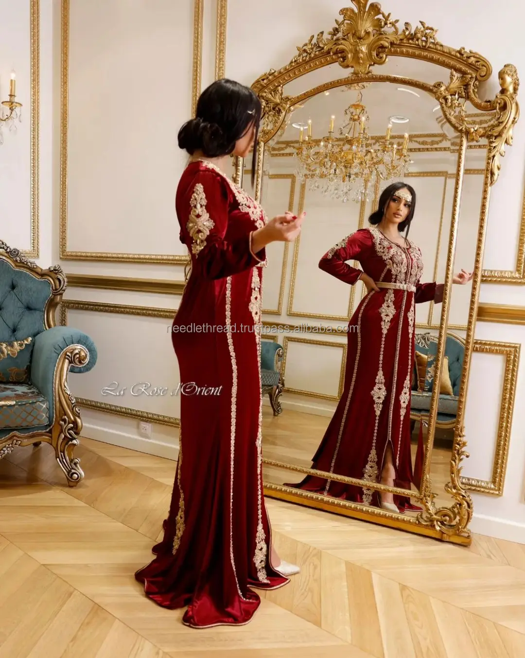 Maroon Velvet Color Eid Ramadan Hand Work Moroccan Caftan Kaftan Dress ...