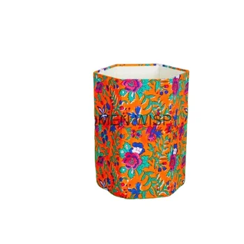 Hand Block Floral Printed Dustbin Handmade Dustbin Wood Block Trash Can ...