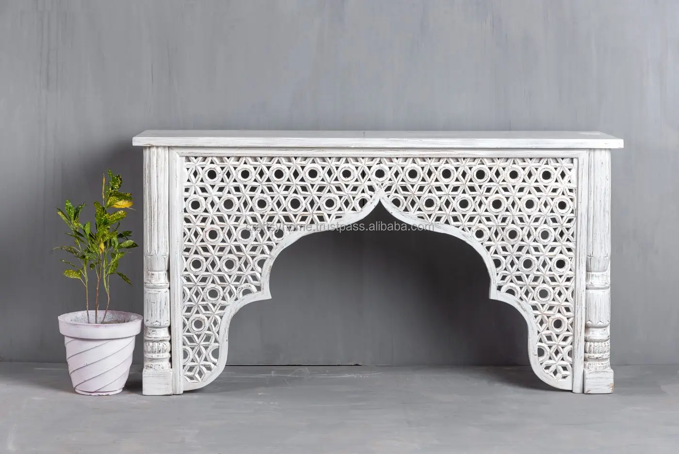 Handmade Indian Console Table - Rustic Finish & Adjustable