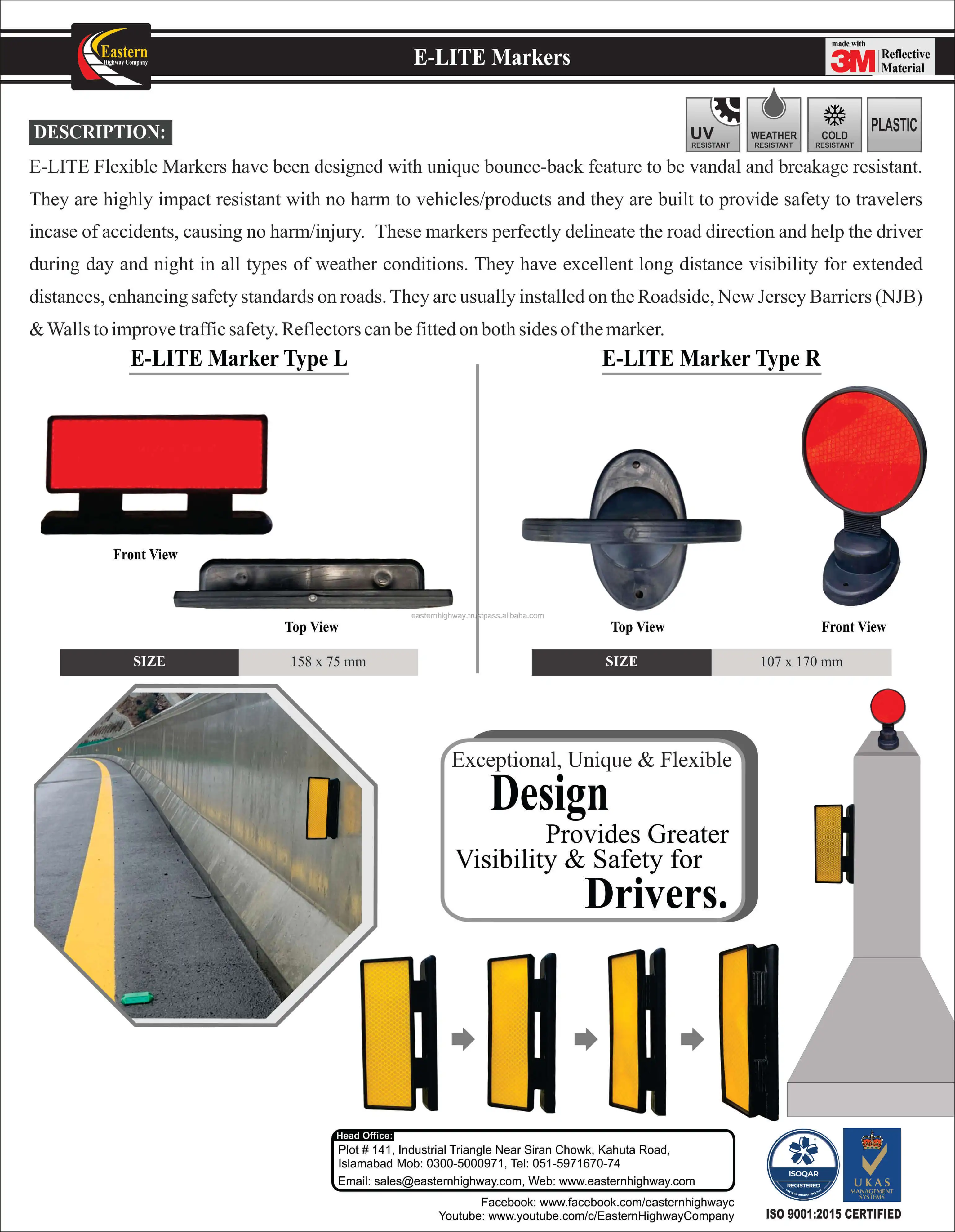 Plastic Reflector Wall Reflective Marker Guard Rail Barrier Njb Road ...