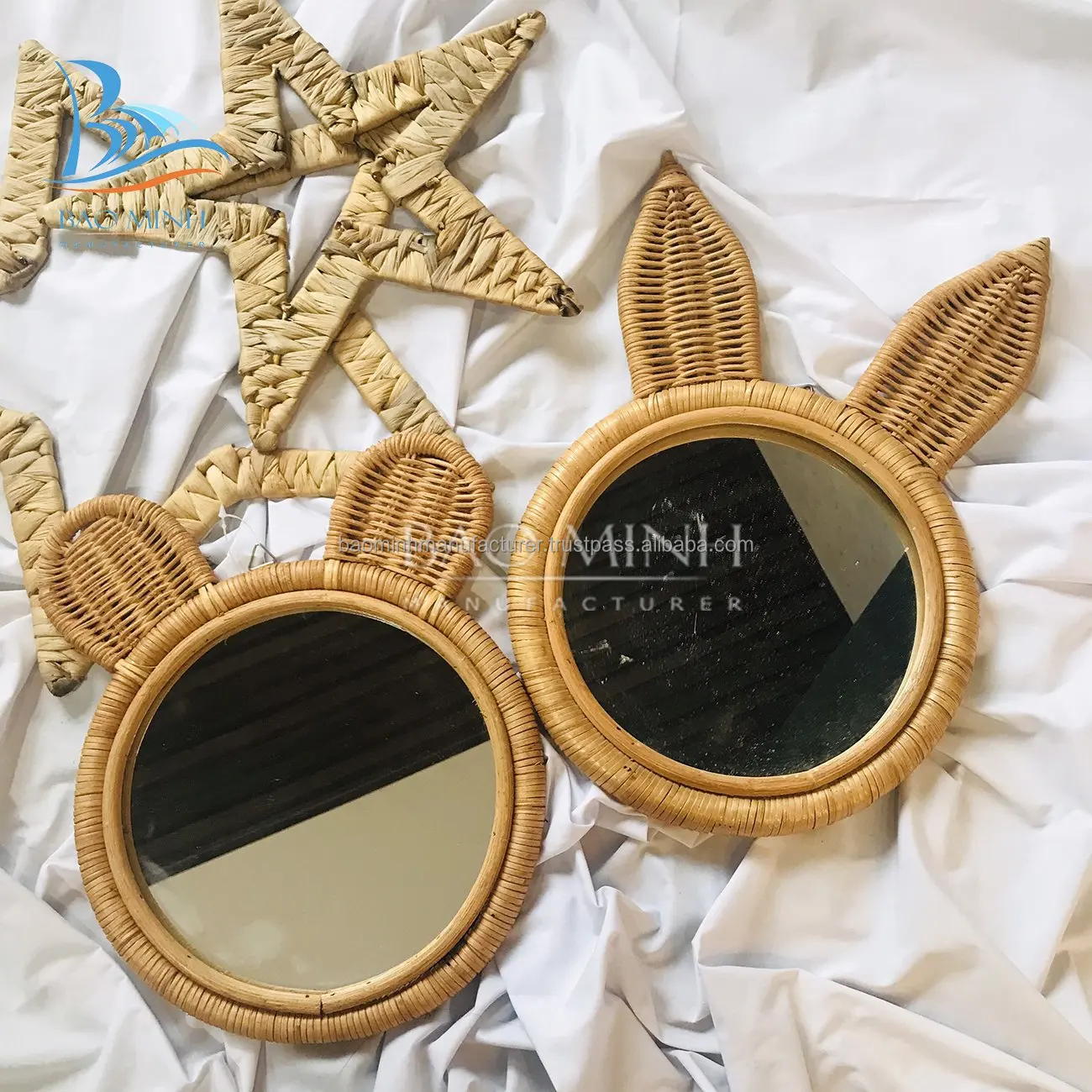 Rattan Arch Mirror Wicker Woven Mirror Bamboo Frame Mirror Handmade ...