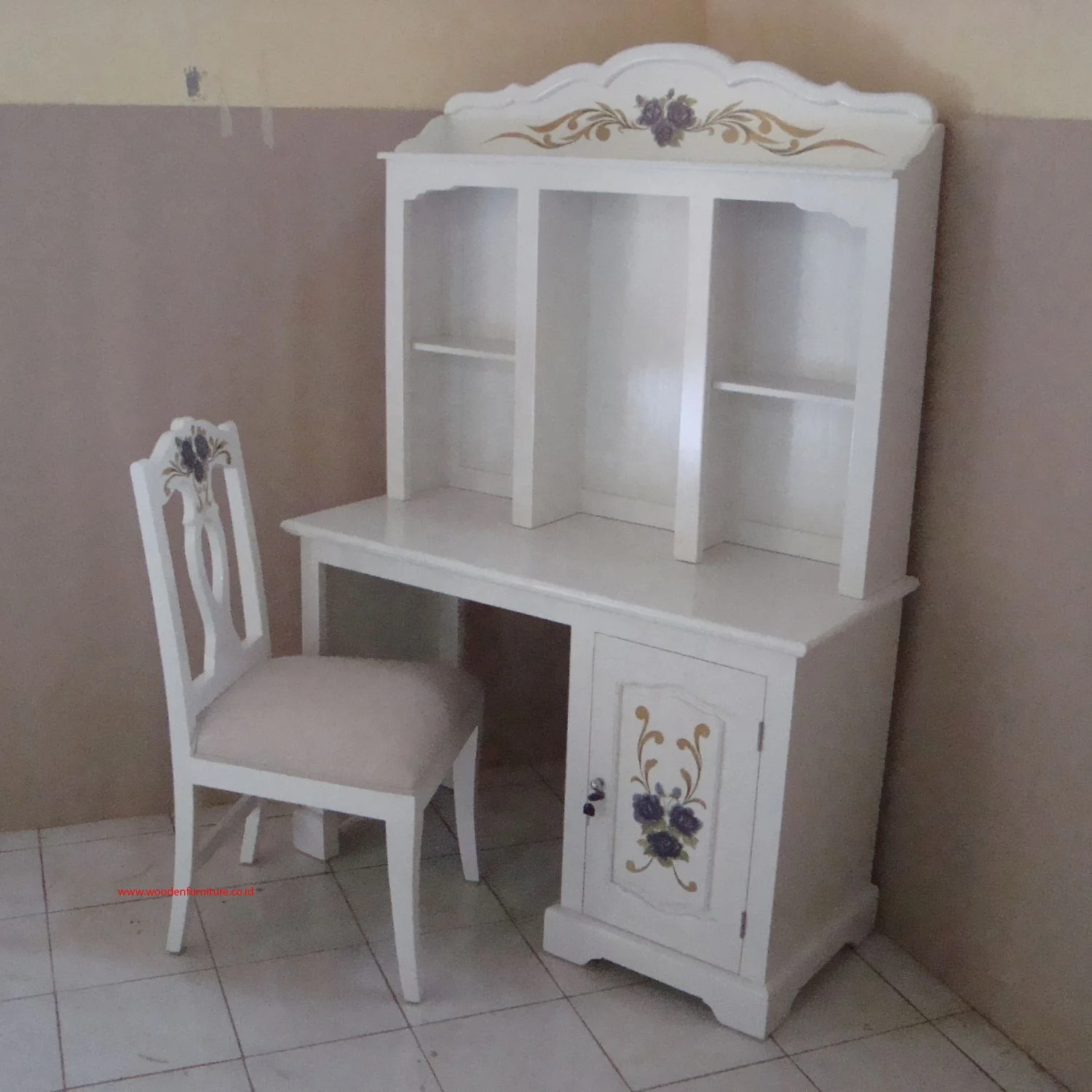 Children Study Table With Chair Hand Painted Writing Table Wooden Desk ...