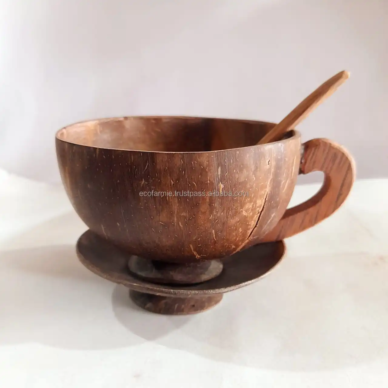 Sustainable Coconut Shell Handmade Cup Yogurt Dessert Cups with Spoons ...