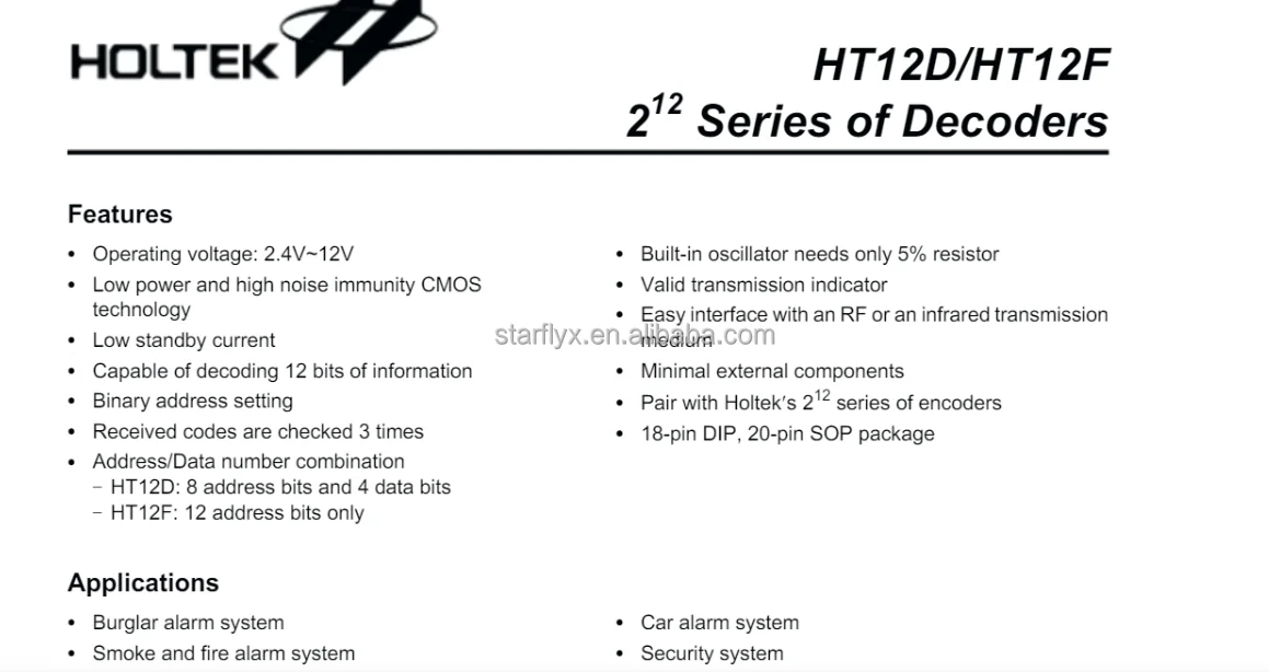 In Stock Ht12d Ir Receiver Ht12e Ic Chips Rf Transmitter Ht-12e Ht-12d ...