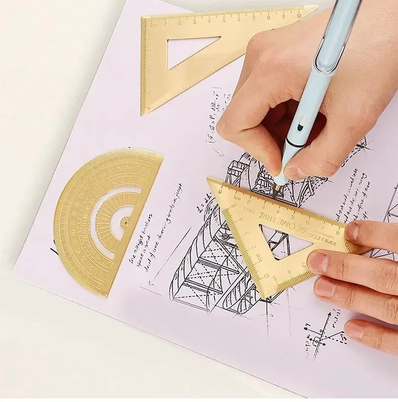Brass Protractor Ruler Golden Retro Gauge Drawing Tool Creative ...