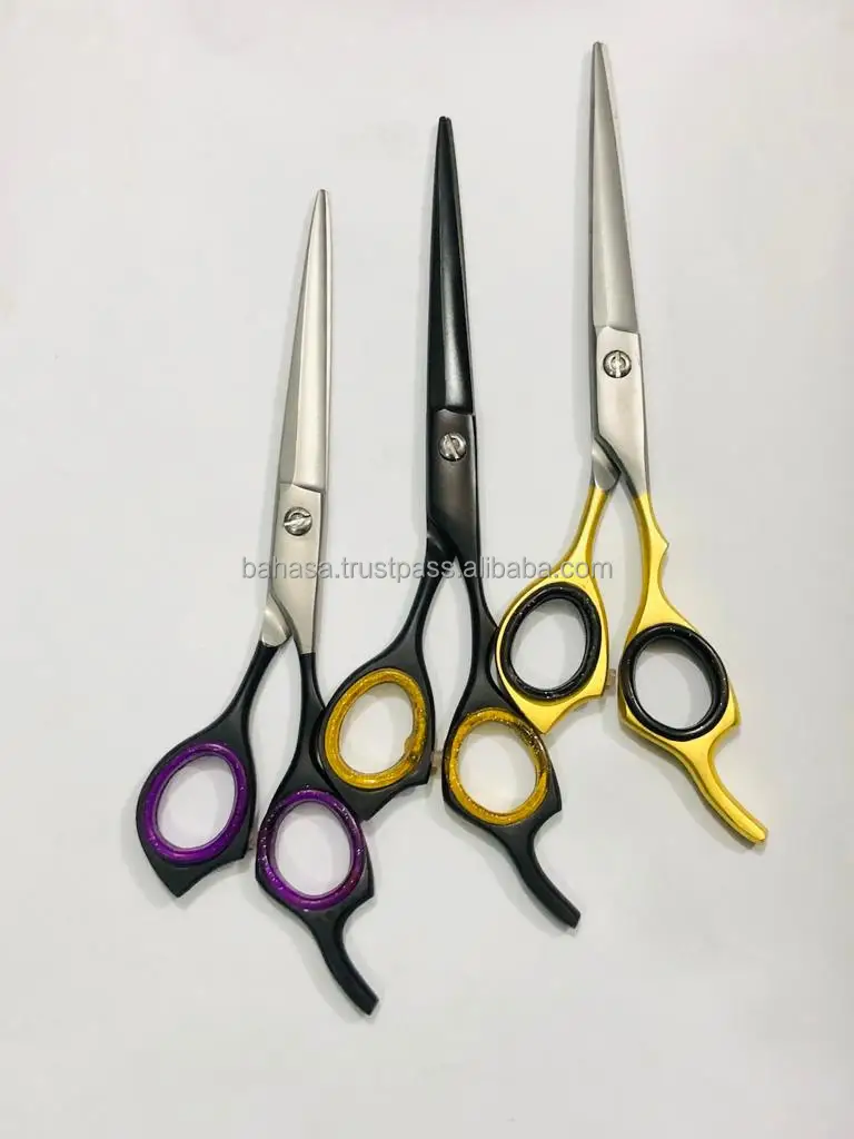 Barber Scissors Japanese Steel 6 And 6.5 Inches Hair Scissors Titan Gold Color Cheap Barber ...