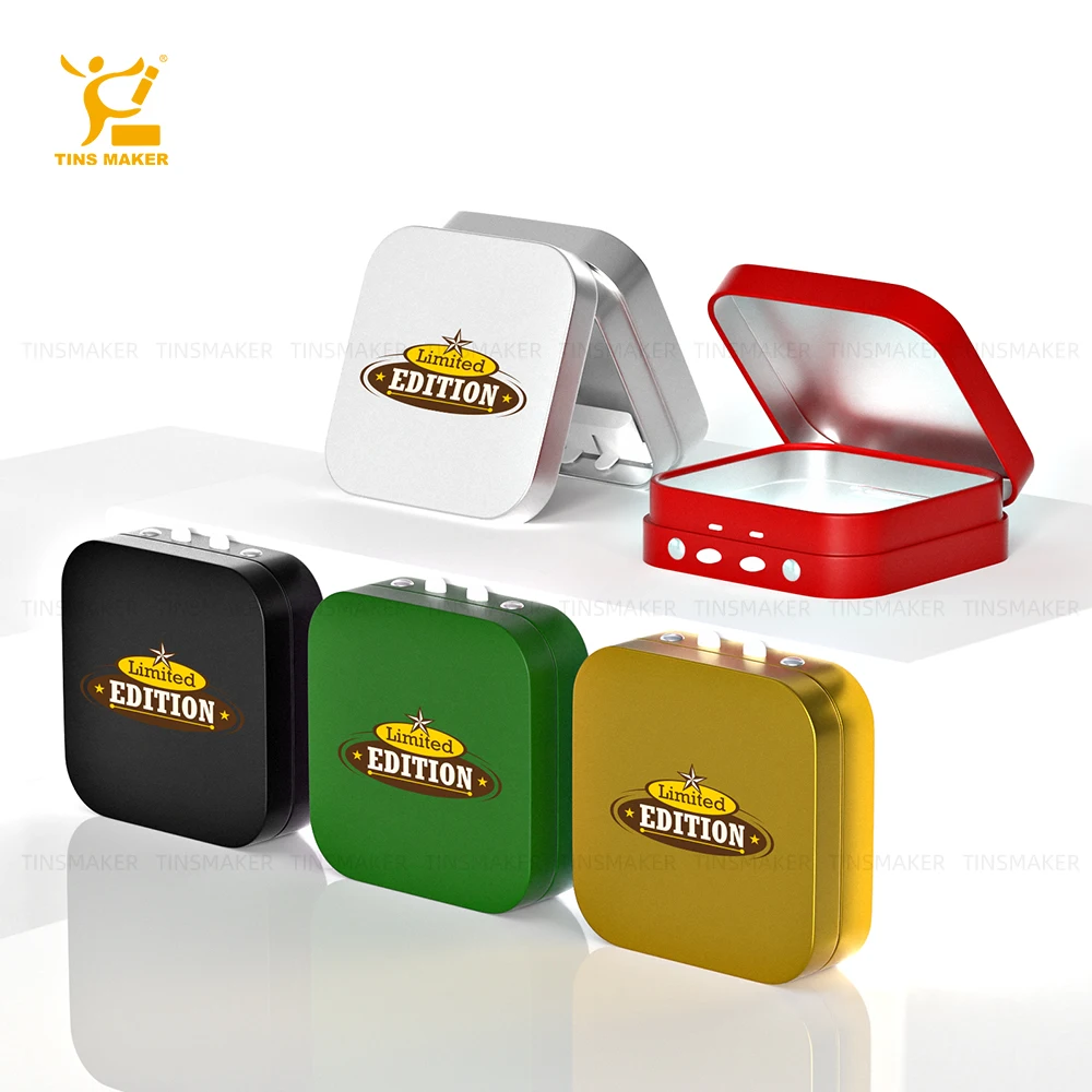 Customize tin box Childproof tin packaging box with hinges child ...
