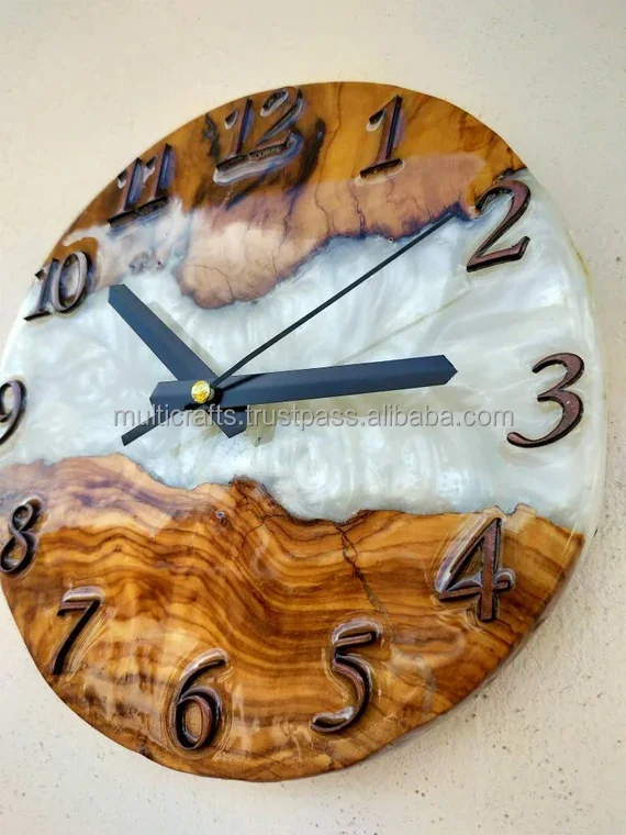 Mango Wood Resin Epoxy Wall Clock - Hand Crafted Quality