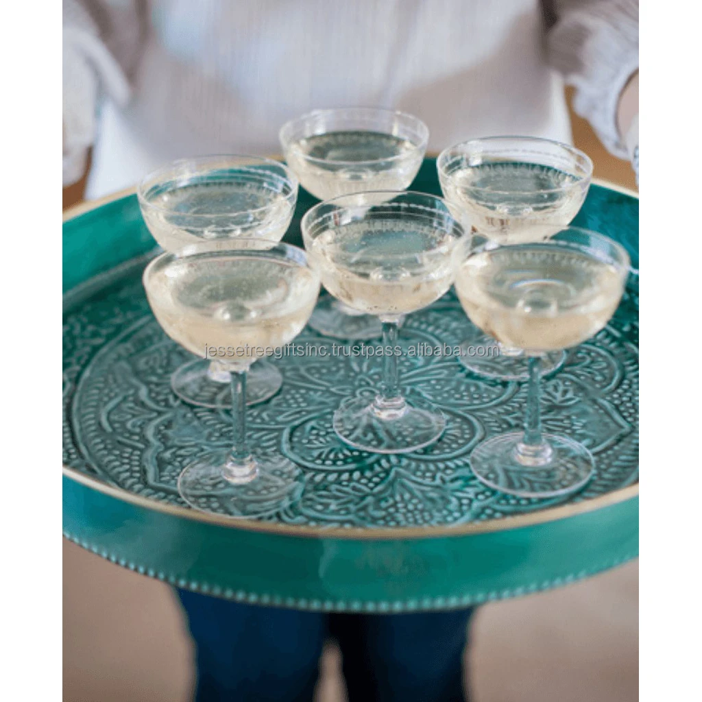 Decorative Enameled Metal Serving Trays - Premium Quality