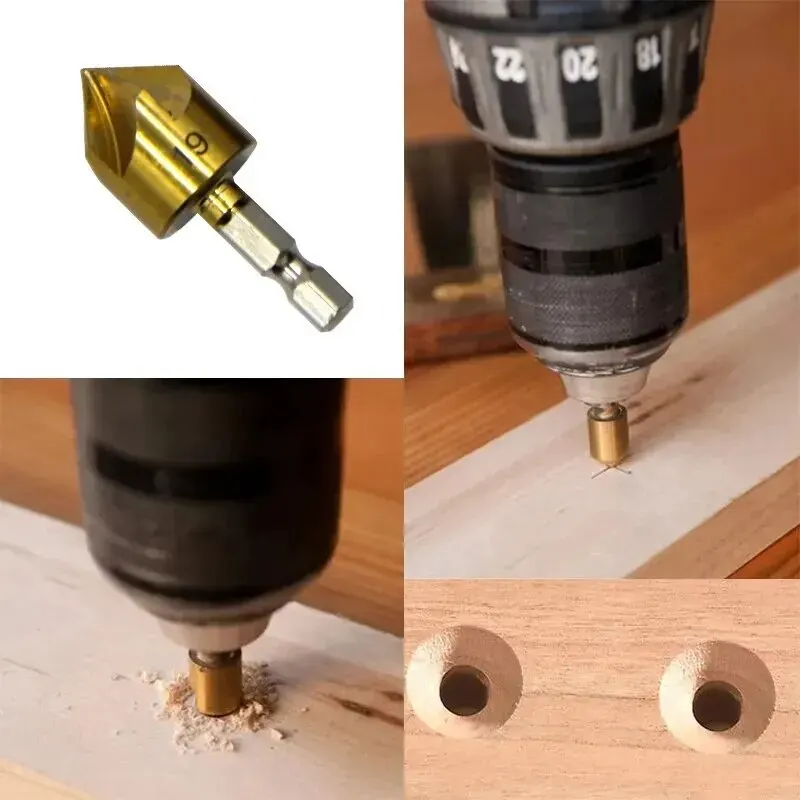 6pc Hexagonal Handle Titanium Plated Five Edge Chamfering Knife ...