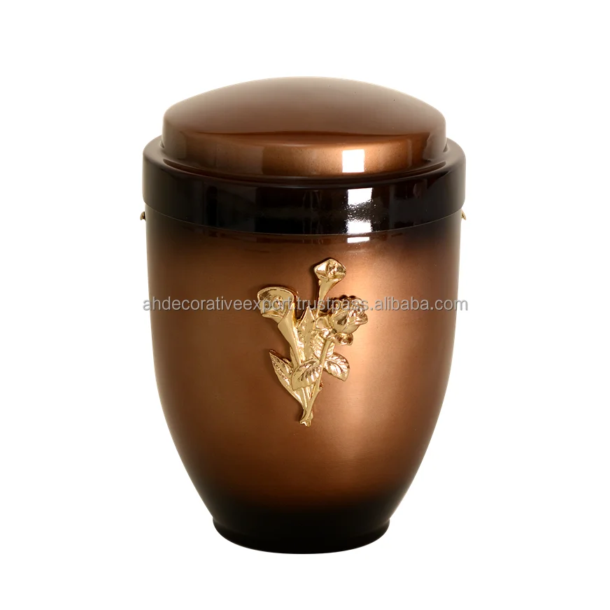New Brass Cremation Urn Inlay Mother Of Pearl Gold Polish Keepsake ...