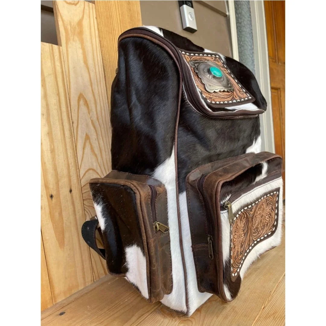 Premium Quality Custom Logo Stylish Black Hairon Leather Cowhide ...