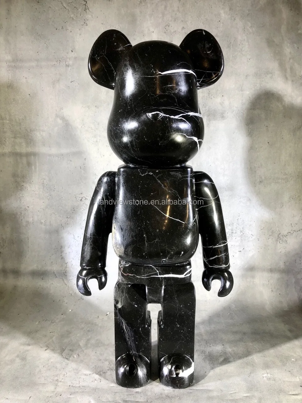 Black Marble Cartoon Bearbrick Statues for Modern Homes