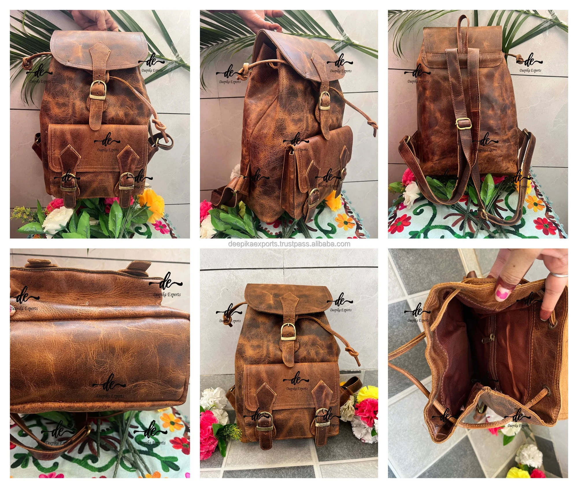 Crunch Leather Backpack Stylish Multi Uses Bags New Design Pocket Multi ...