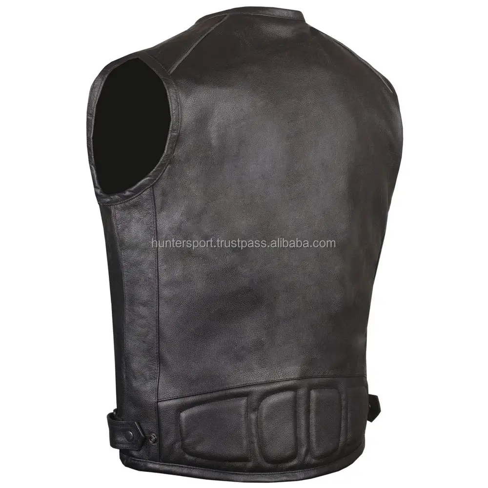 Custom Leather Vest Waistcoat Biker Motorcycle Mens Men Club Cut Style ...