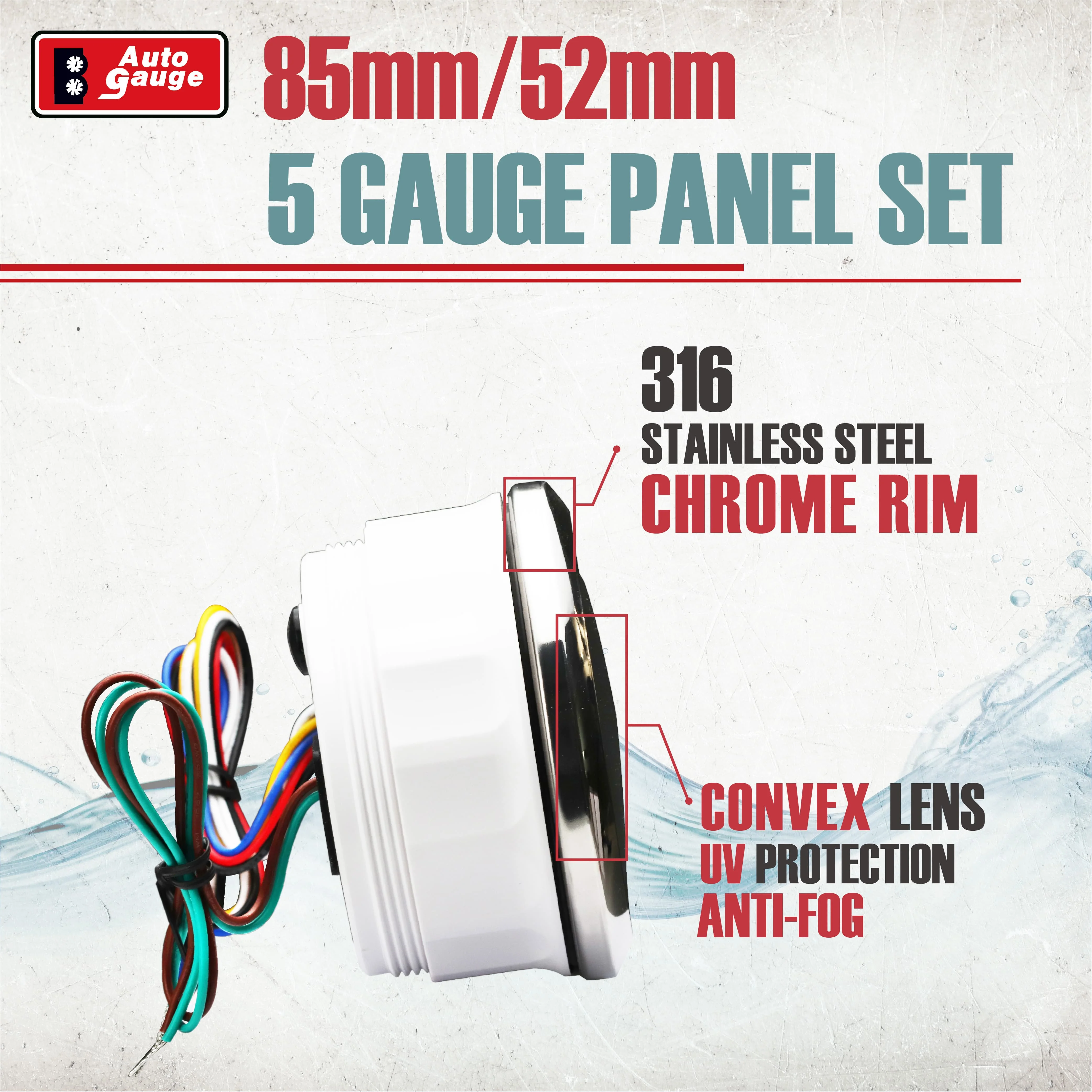 Alibaba.com: AUTO GAUGE 85mm 52mm Instrument Cluster, 5 Gauge Panel Set ...