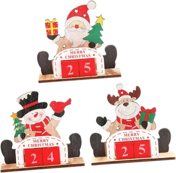 Wooden Santa Advent Countdown Calendar With Christmas Desk Decor For ...