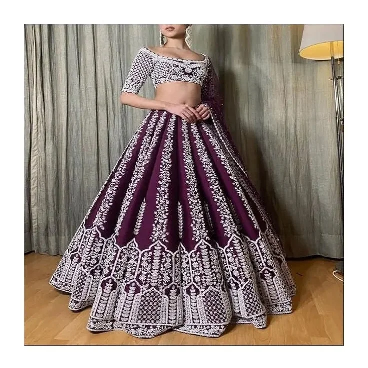 Designer Bridal Muslim Maroon Lehenga Design Wedding Lahenga Choli ...
