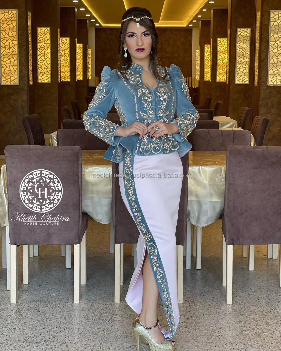 The Karakou Algeria Wedding Dress Hand Made Embroidery Pearls Dabbka ...