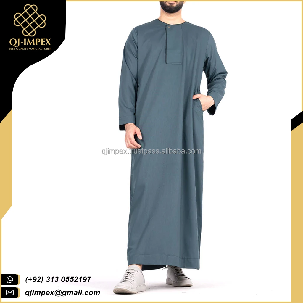 Muslim Men Prayer Qatari Standing Collar Robe Islamic Clothing Arab ...