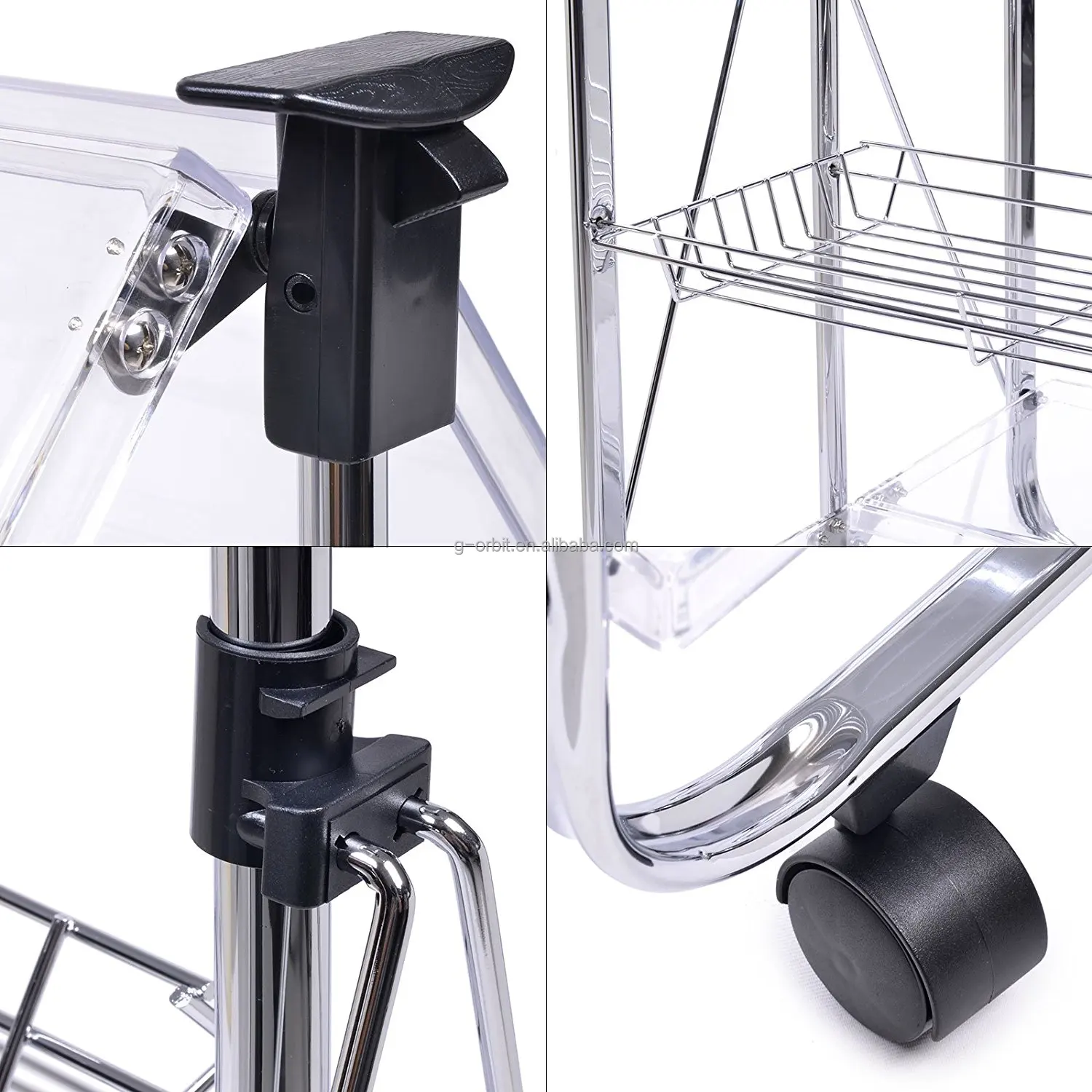 Standing Type Double Tier Foldable Eco-Friendly Metal Trolley Cart 6ft ...