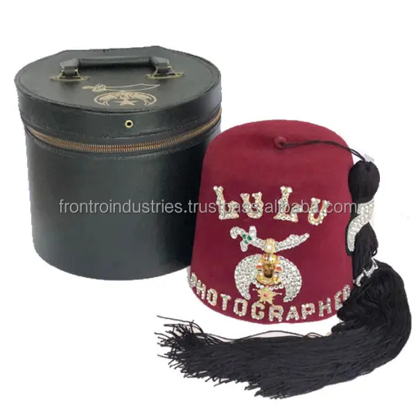 Hand Embroidered Daughter Fez Custom Masonic Fez Hat & Case White Wool ...