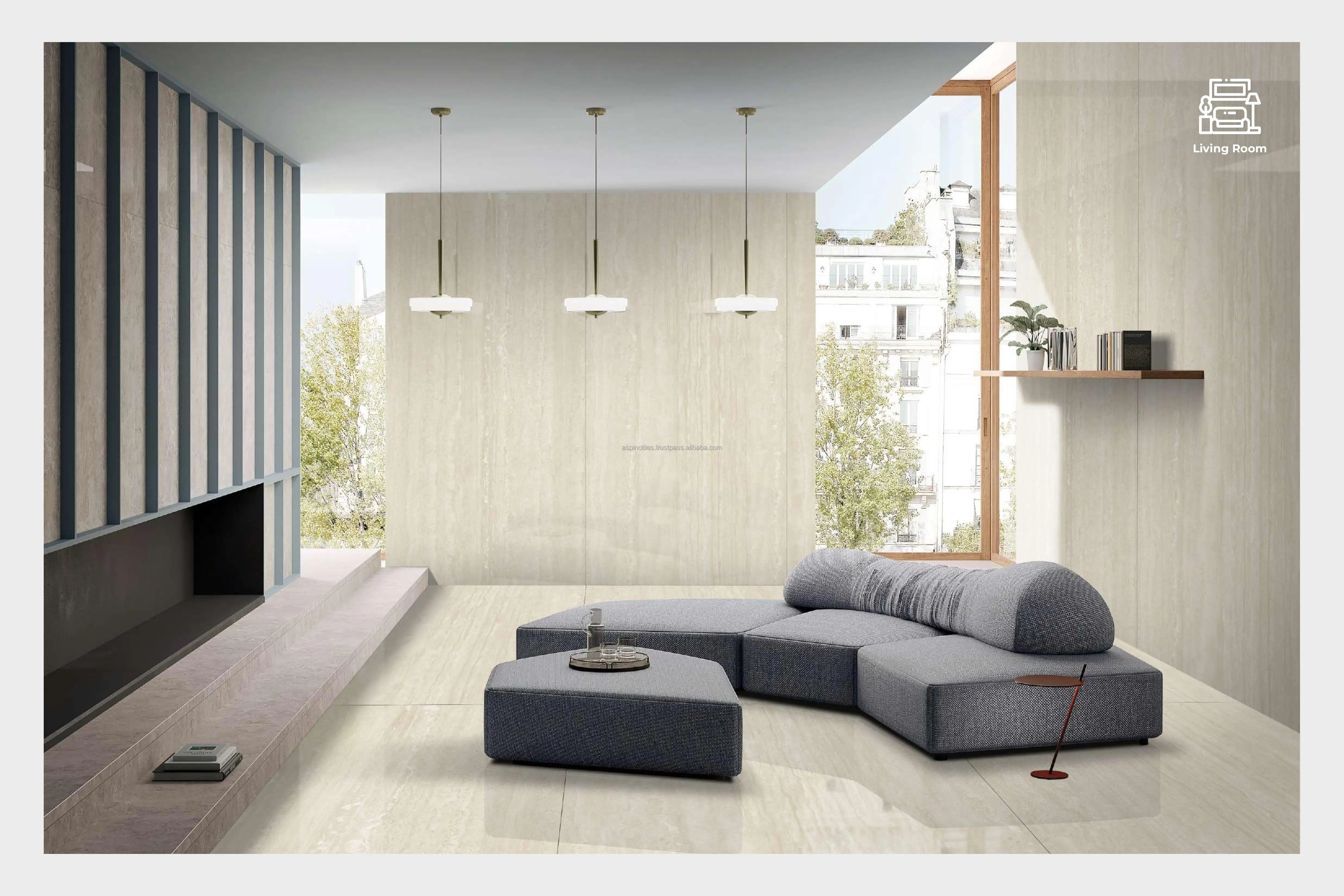 48x96 Large Size Tiles for Floor - Porcelain with Marble Texture