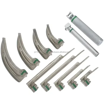 Laryngoscope Airway Intubation Deluxe Kit Fiber Optic Set Of 9 Blades ...