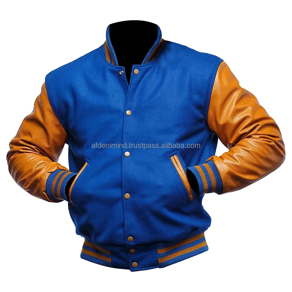 Oem Service High Quality Chenille Embroidery Men College Leather Sleeves Custom Baseball Bomber ...