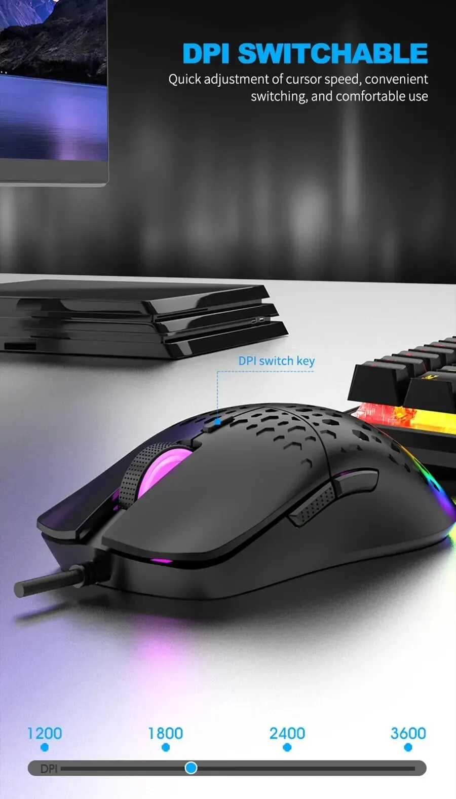 Raiku G701 Wired 6 Keys Mouse Colorful Lighting Gaming And Office For ...