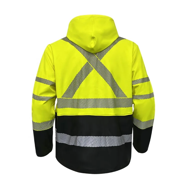 Men's Hivis Rain Jacket Waterproof Safety Jacket Transfer Segmented ...