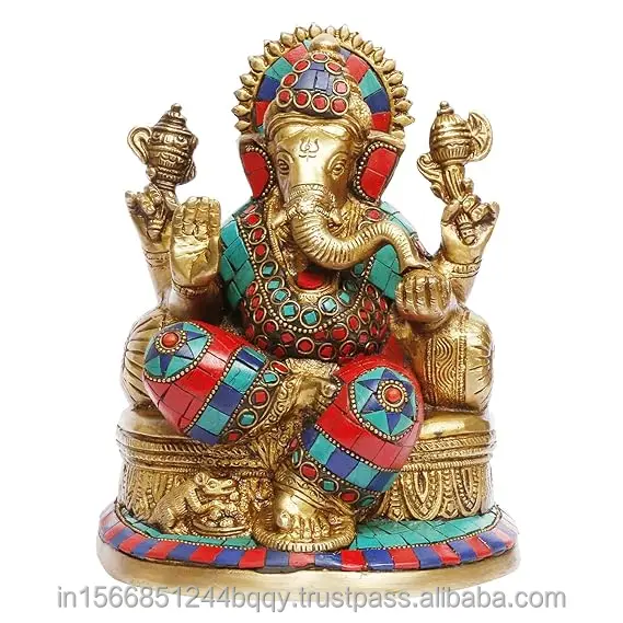 New Lord Ganesha Statue Ganesh Idol Brass With Inlay Work For Home ...