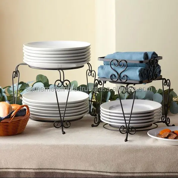 Wrought Iron Tiered Plate Stand at Madeline Mair blog