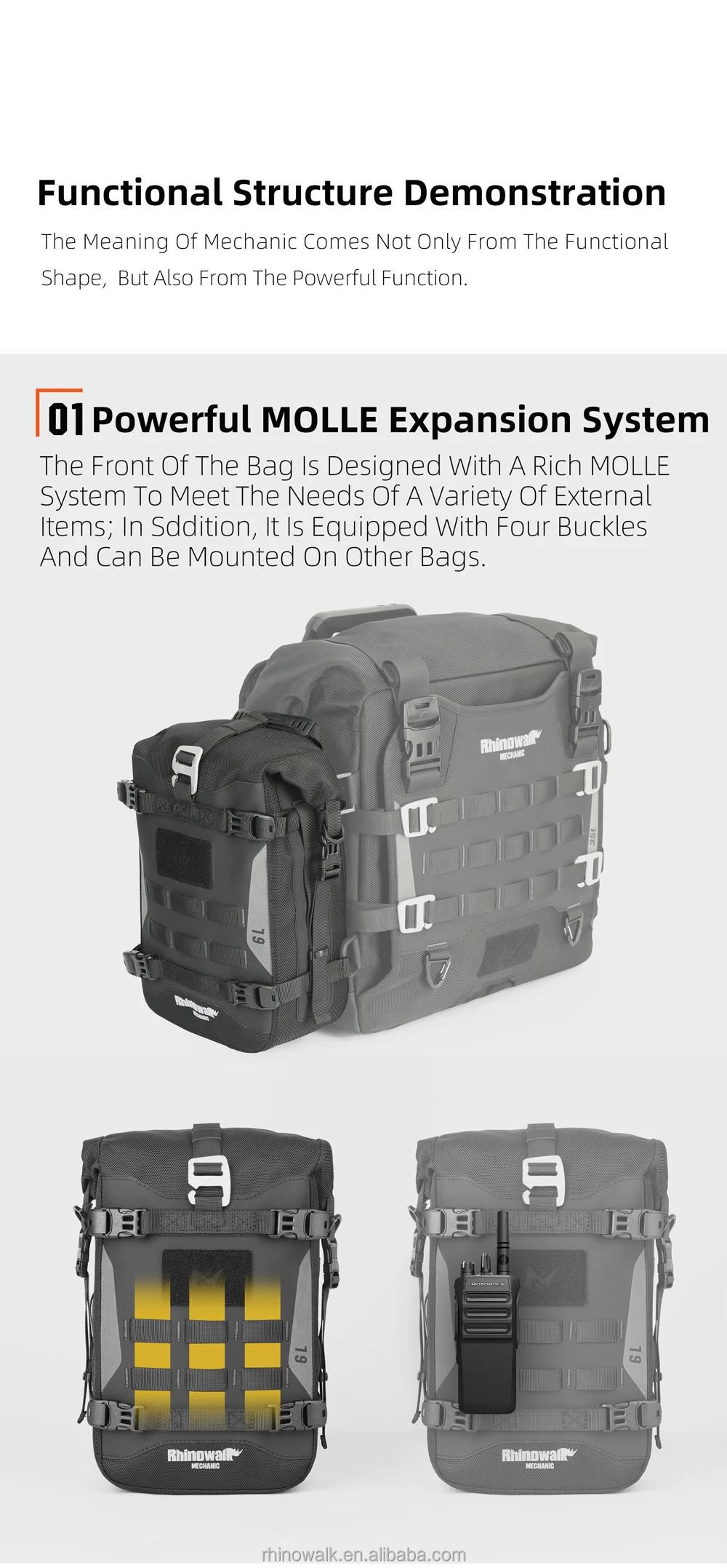 Rhinowalk 6L Motorcycle Crash Bar Bag – Waterproof Lightweight Bumper ...