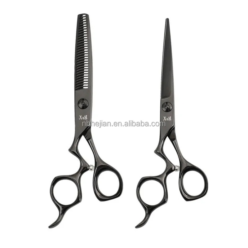 Black Hair Scissors Set 6.0 Inch Left Hand Scissors Hair Professional For Cutting Thinning Salon ...