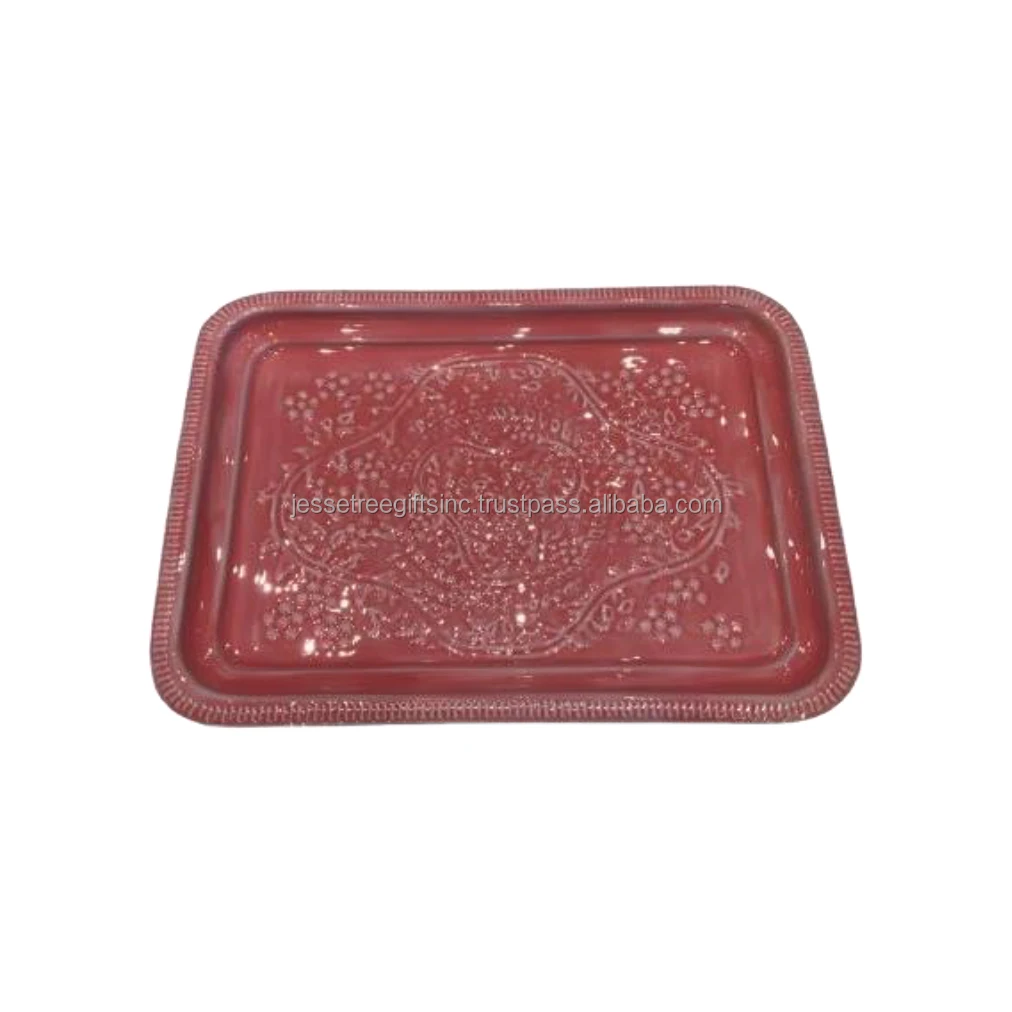 Decorative Enameled Metal Sheet Luxury Tray With Green Powder Coating ...