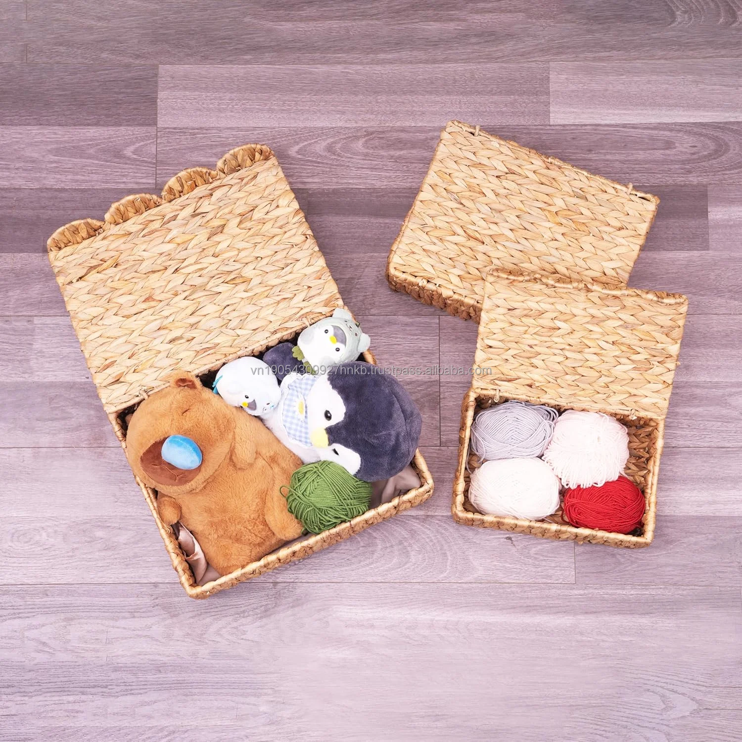 Eco-Friendly Handcrafted Natural Water Hyacinth Storage Box with Lid ...